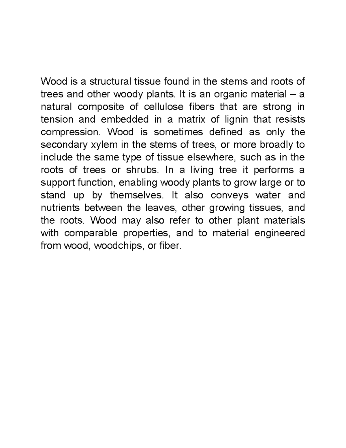 BSC 101: Discussion on the Properties and Functions of Wood - Studocu