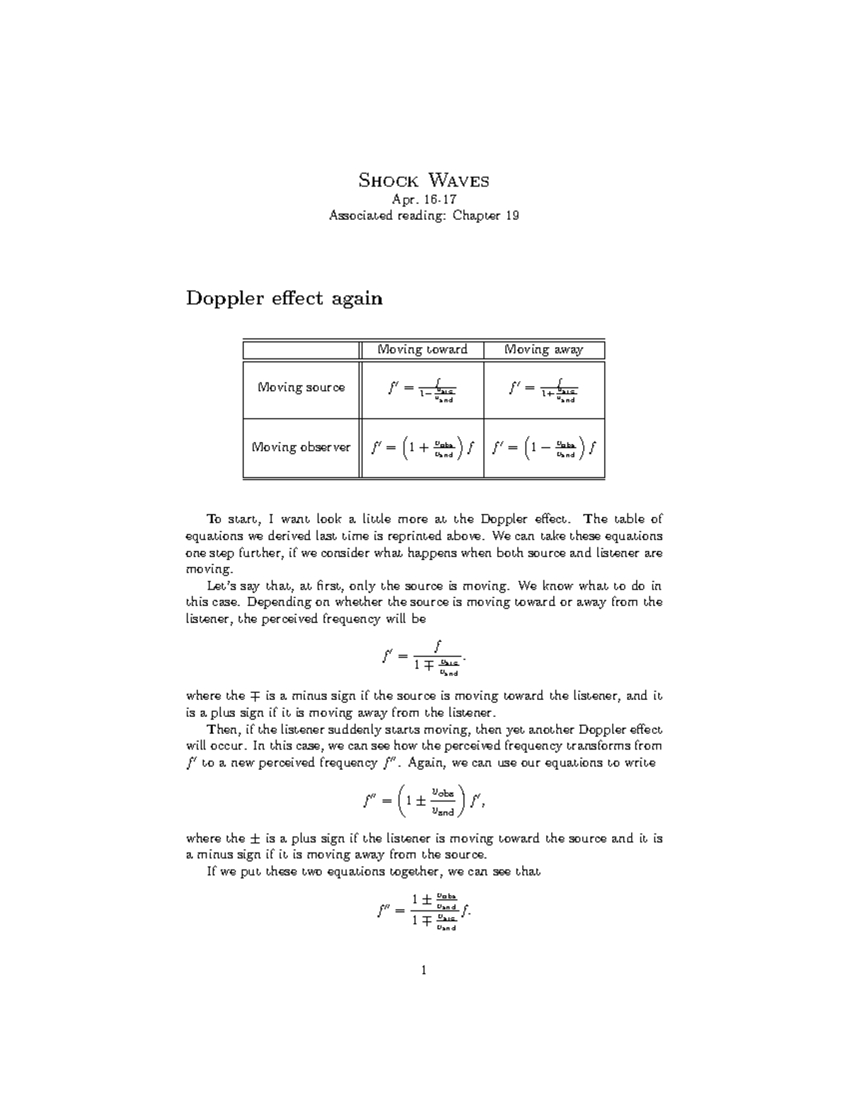 Shock Waves and the Doppler Effect in Physics (PHYS 101, Chapter 19 ...