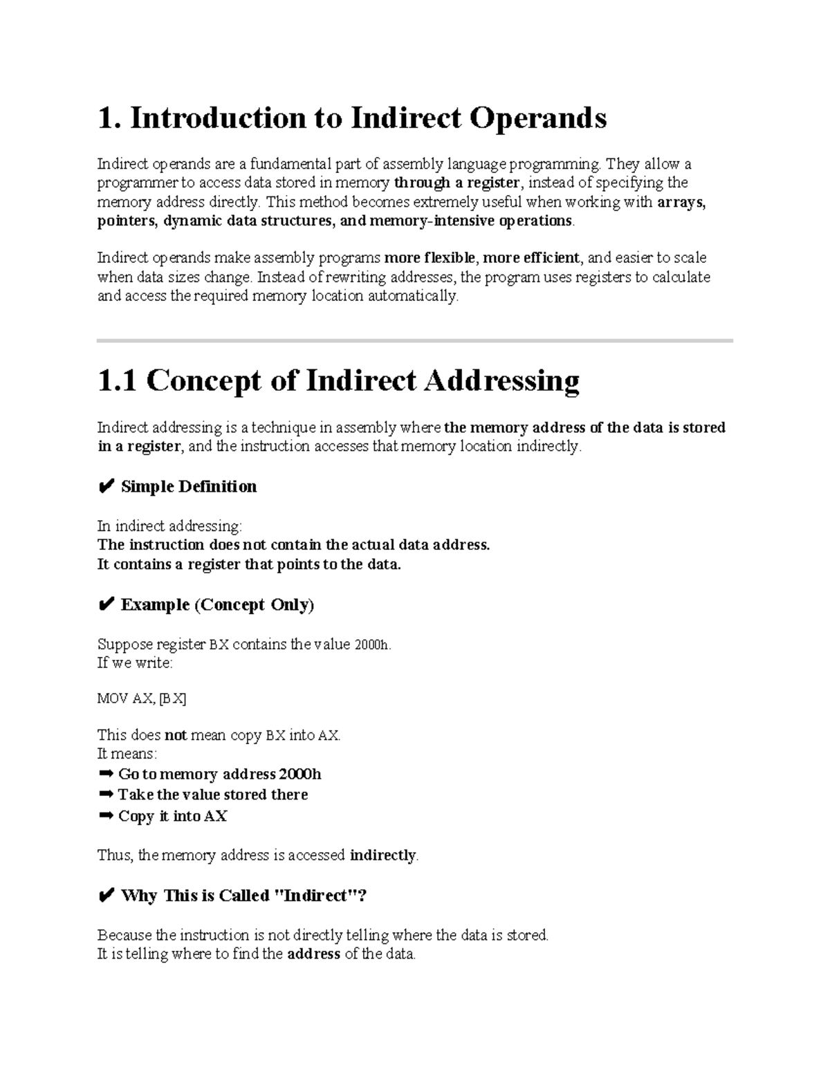 9. Introduction to Indirect Operands in Assembly Language - Studocu