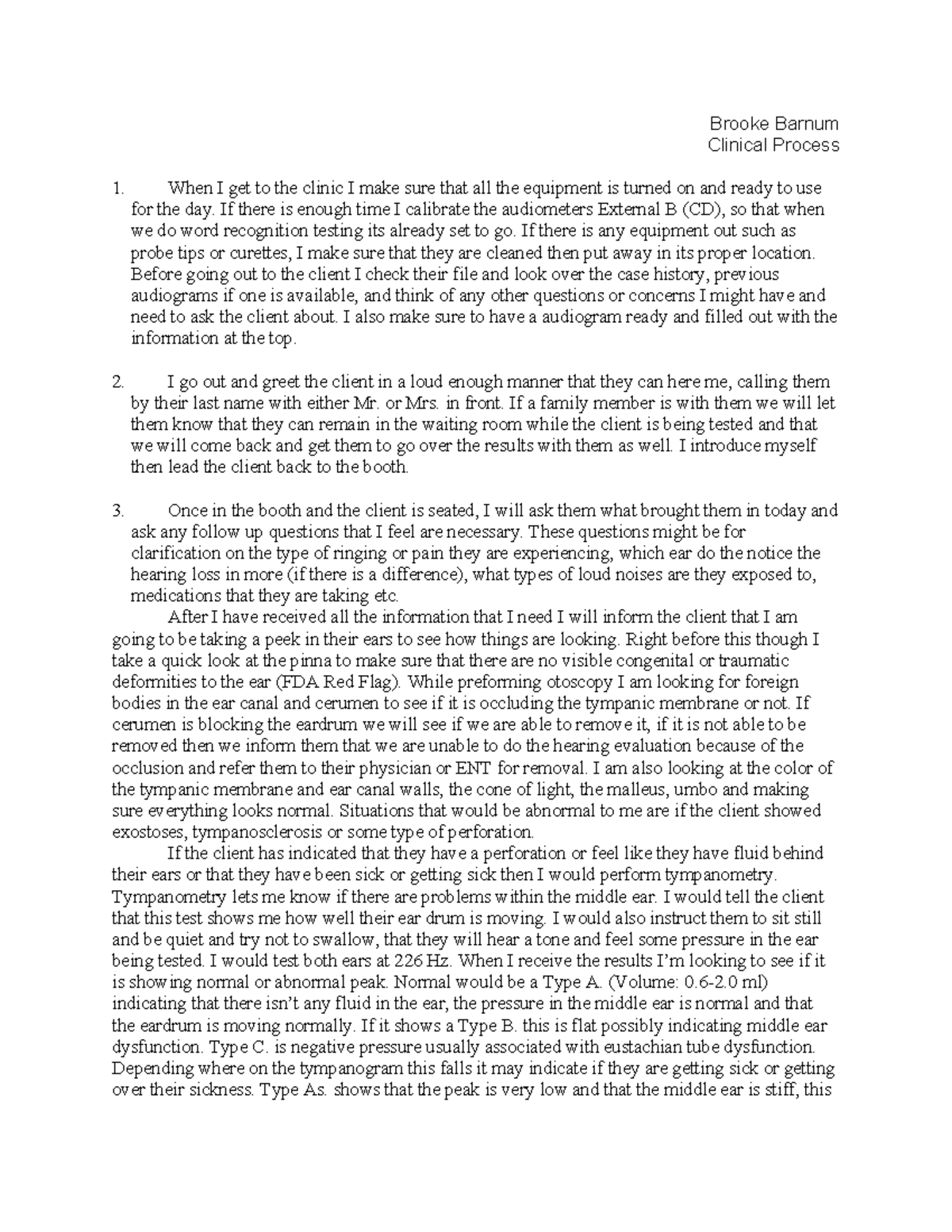 Clinical Process for Audiometry: Brooke Barnum's Guide - Studocu