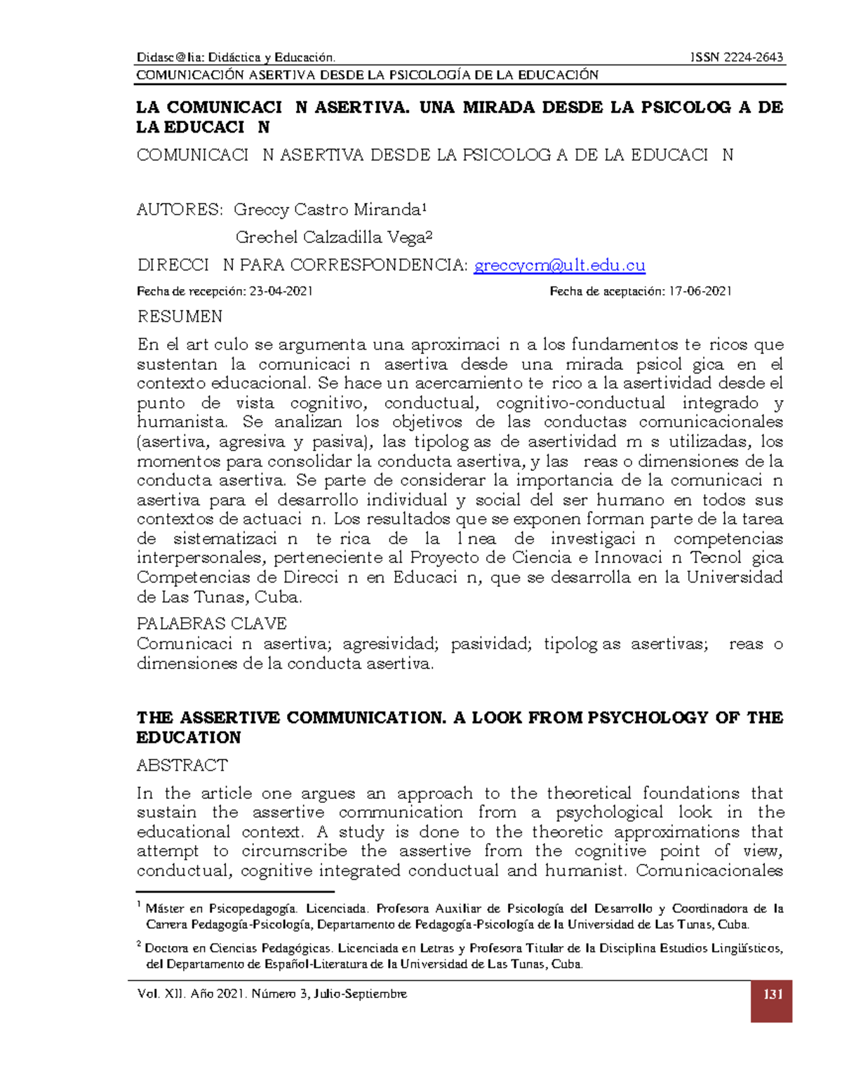 Comunicación Asertiva en Psicología Educativa - 8154371 - Studocu