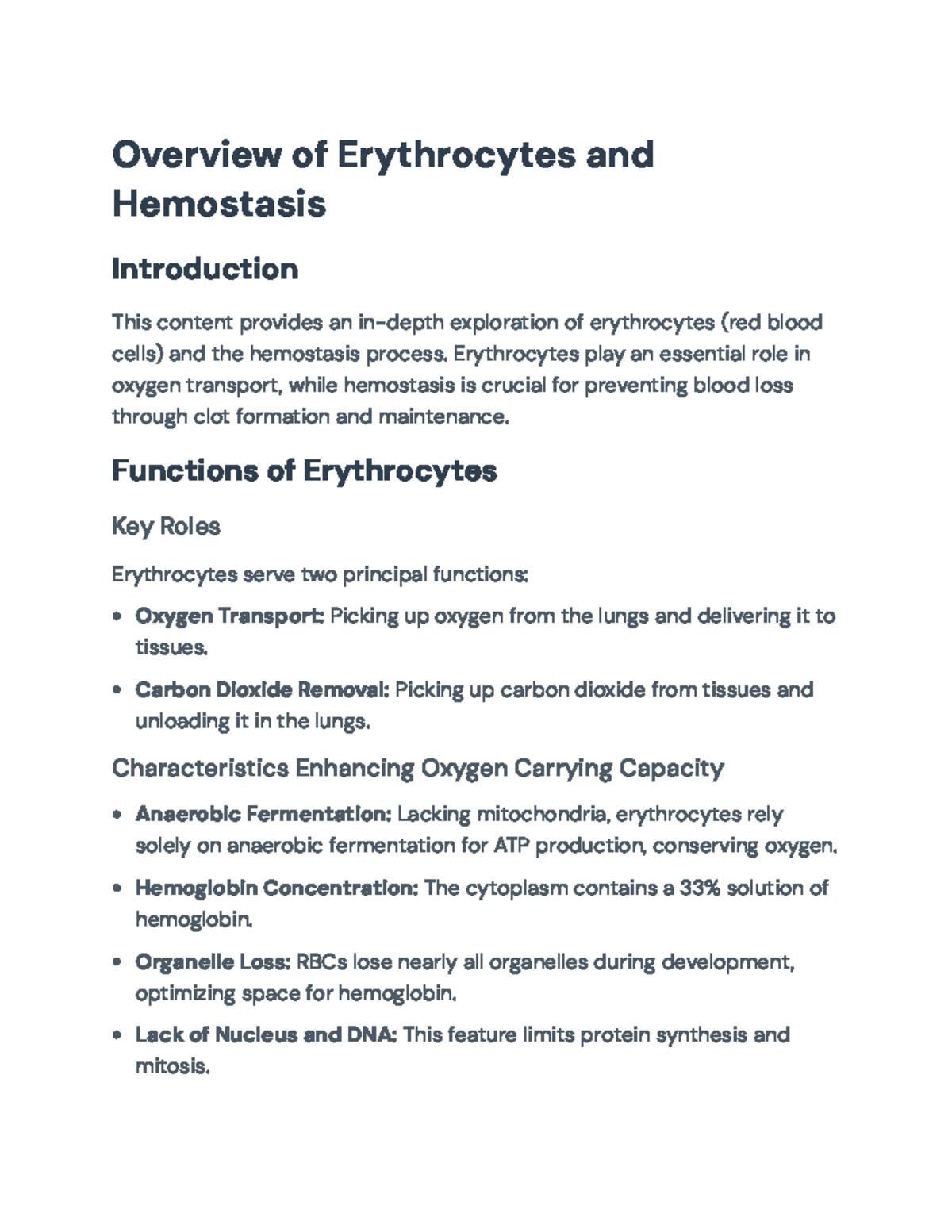 Erythrocytes & Hemostasis Overview: Functions, Structure, & Clinical ...