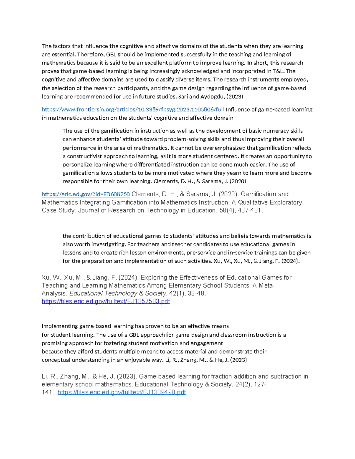 RRL: Impact of Game-Based Learning on Students' Cognitive & Affective ...