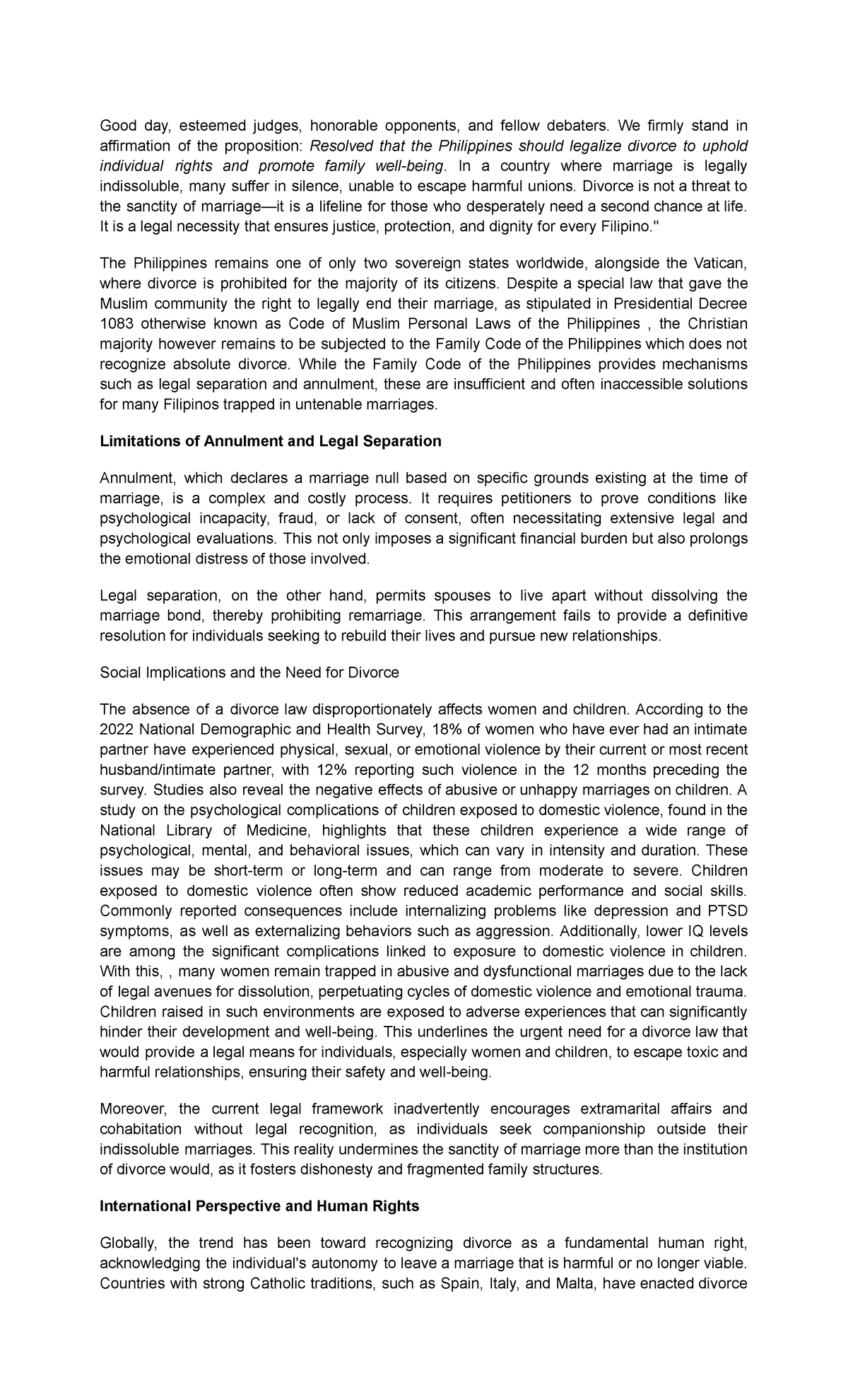 Divorce in the Philippines: A Case for Legalization and Social Justice ...
