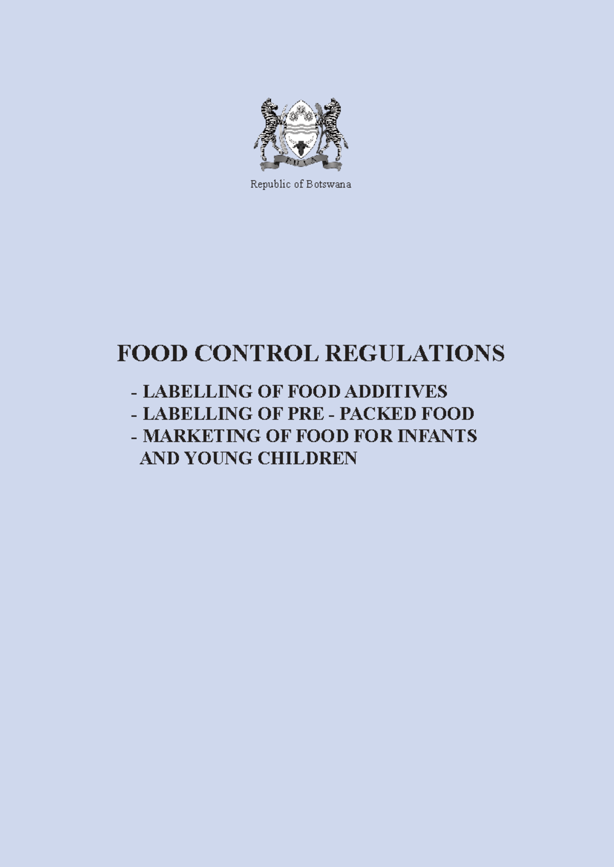 Botswana Food Control Regulations: Labelling & Marketing Guidelines ...