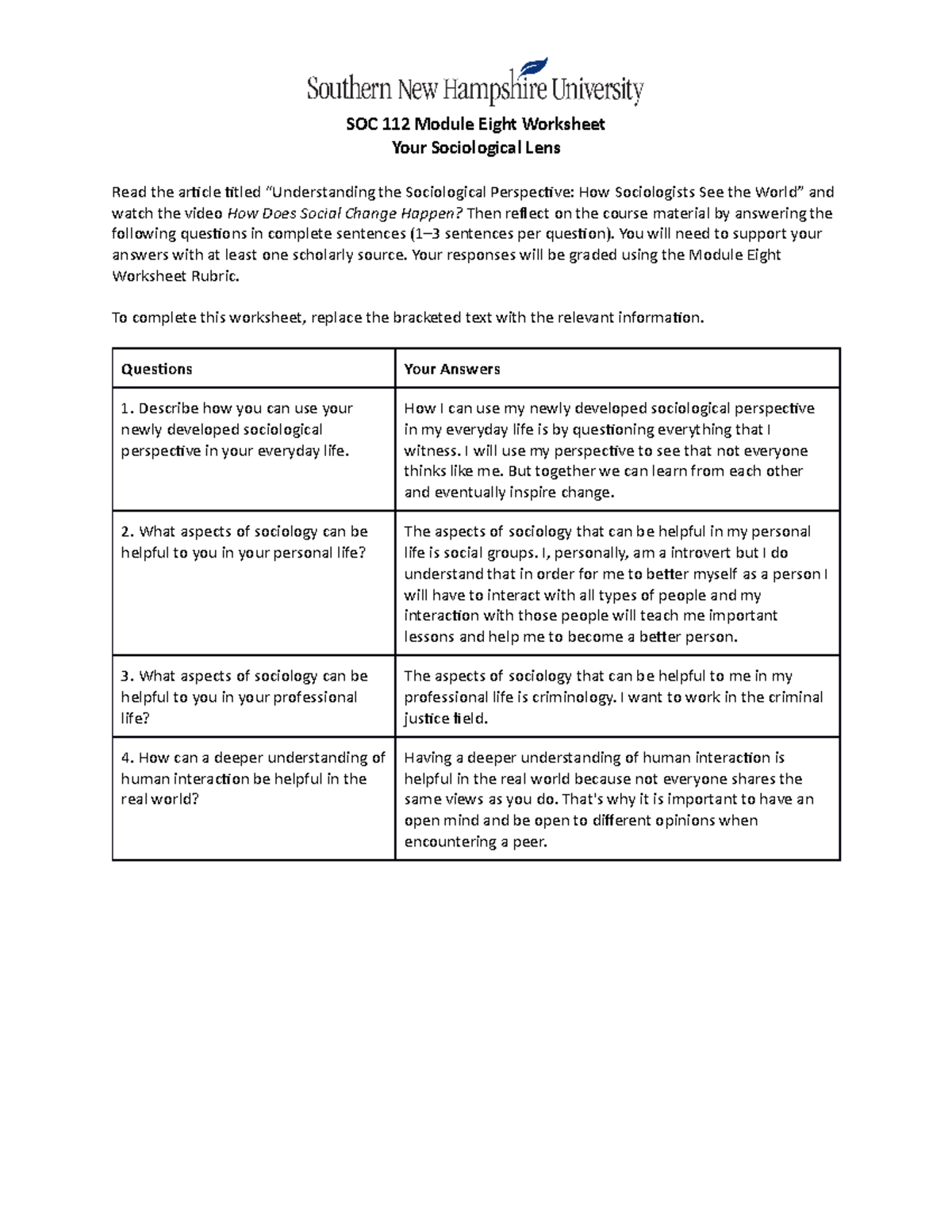 SOC 112 Module Eight Worksheet - SOC 112 Module Eight Worksheet Your ...