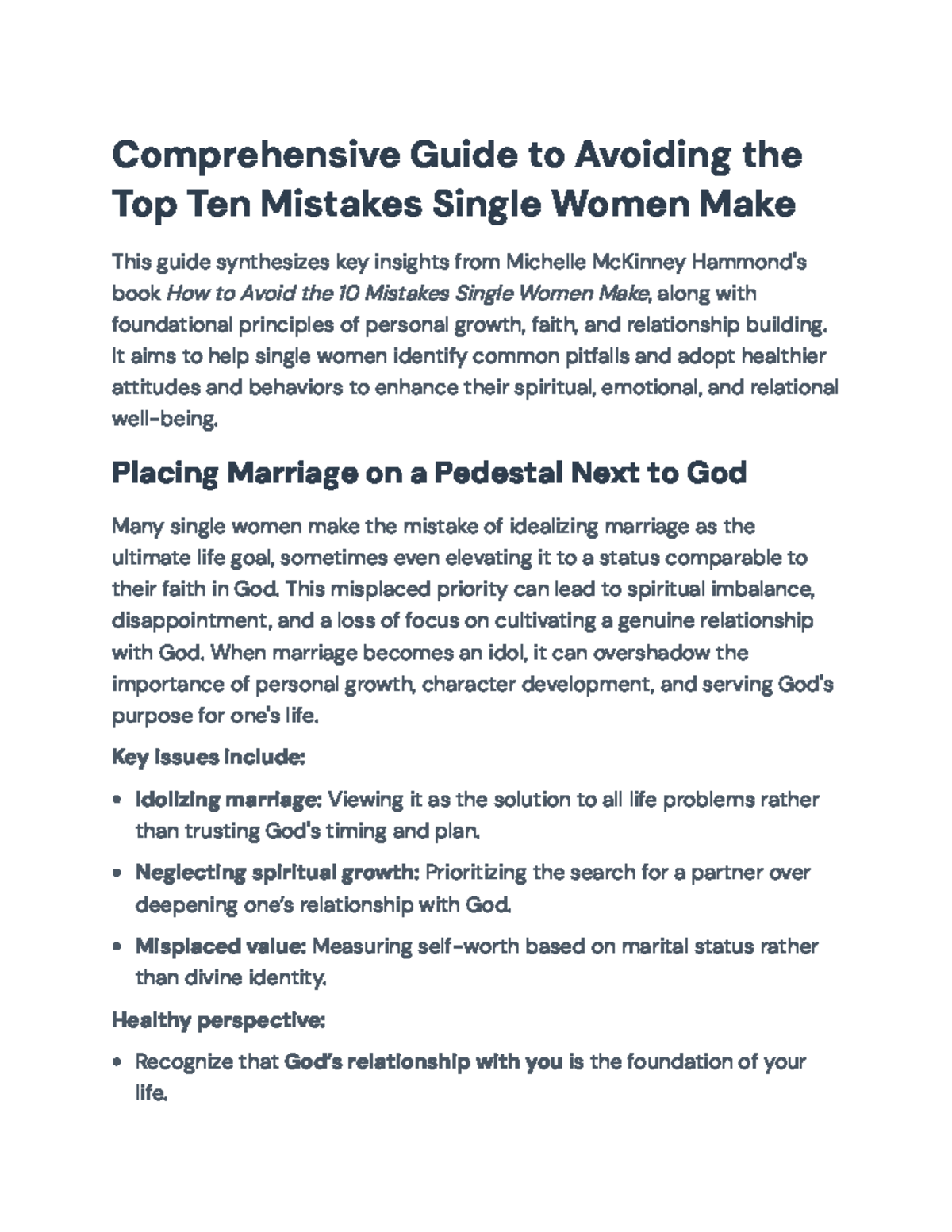 Comprehensive Guide (SW101): Avoiding Common Mistakes for Single Women - Studocu