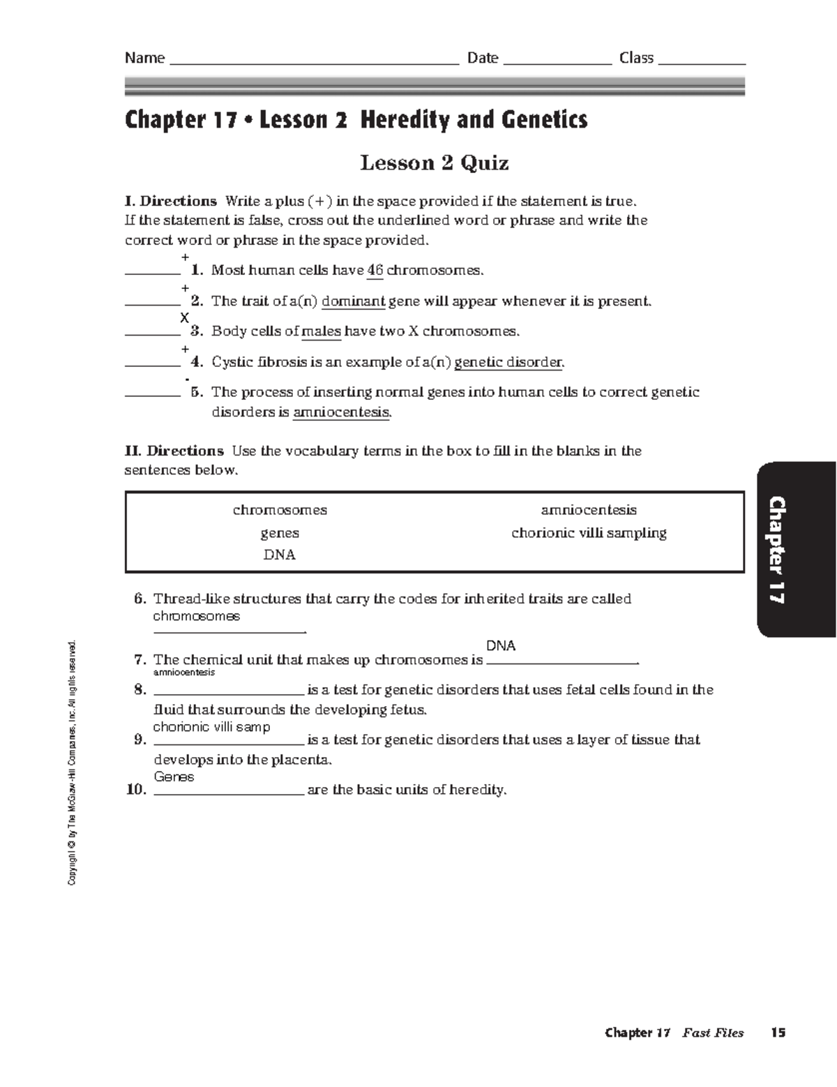 Chapter 17 Genetics & Heredity Lesson 2 Quiz - Studocu