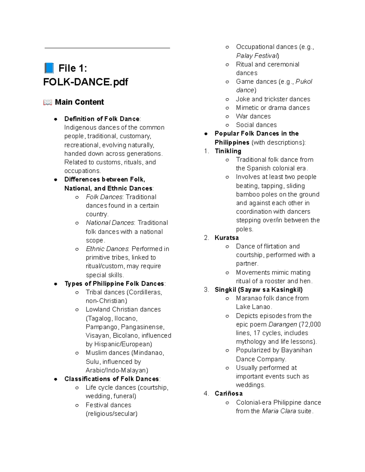 PE - Folk Indigenous Dances: Definitions, Types, and Evaluations - Studocu