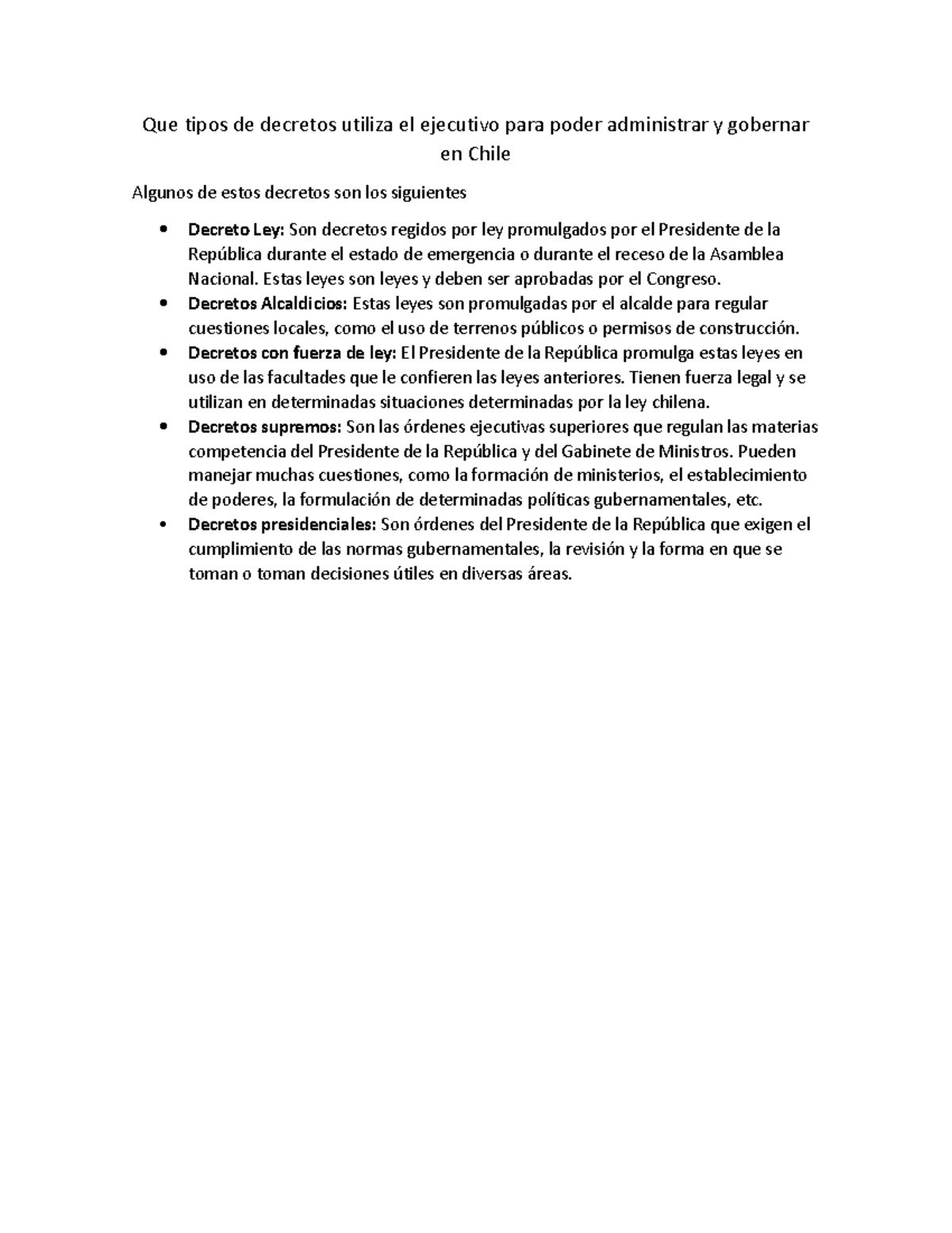 Taller 6 - publico - Que tipos de decretos utiliza el ejecutivo para ...