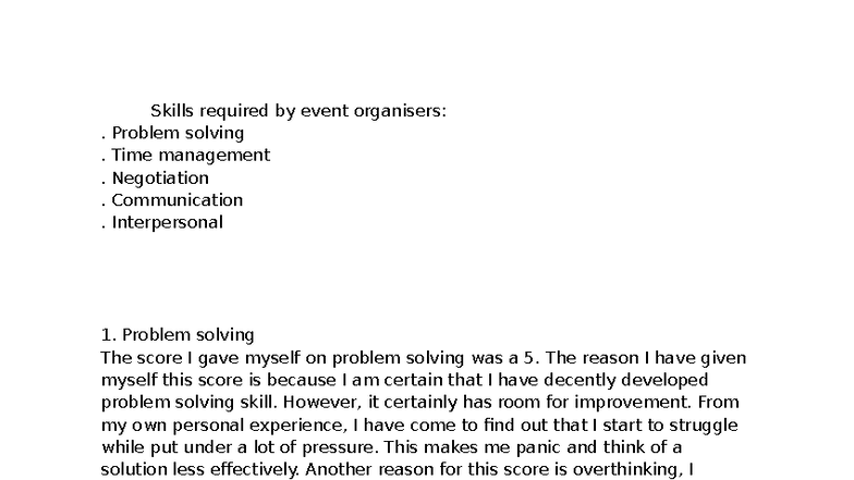 Skills Required by Event Organisers: Problem Solving & Time Management ...