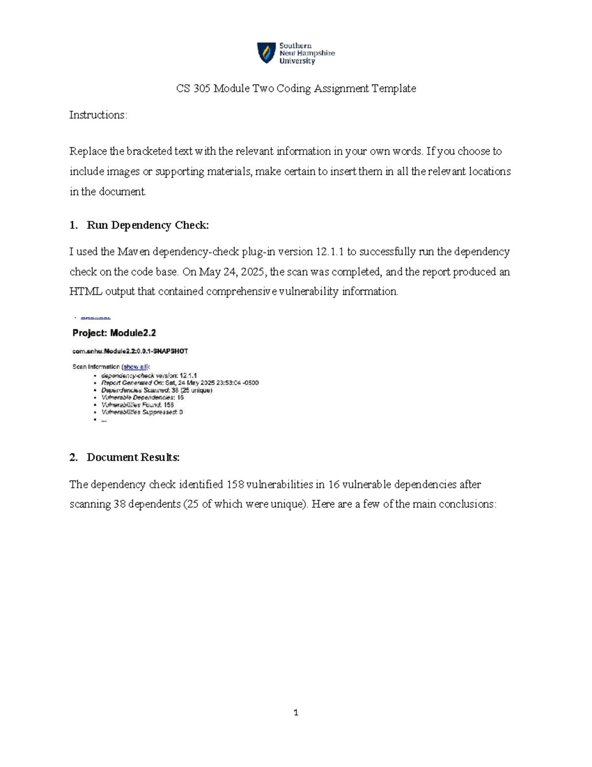 CS 305 Module Two Coding Assignment: Static Testing & Dependency Check ...