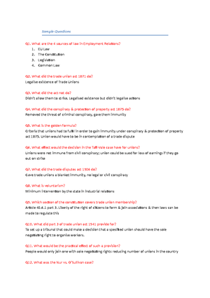 PM4064 Employment Relations Spring Exam Sample Paper 2025 - Studocu