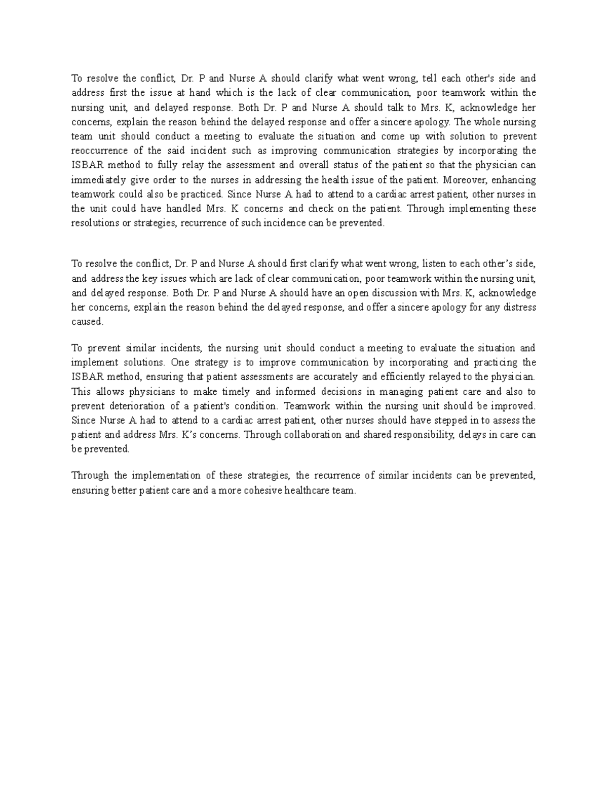 Conflict Resolution Strategies in Nursing: Anaphy Case Study - Studocu