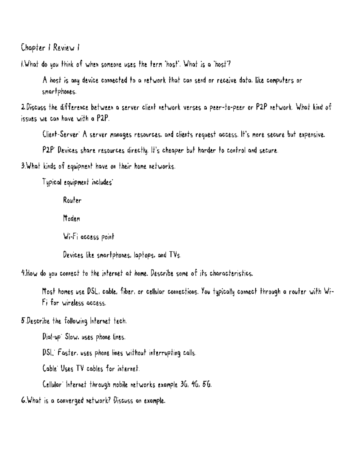 Chapter 1 Review: Key Concepts in Networking (Course Code: NET101) - Studocu