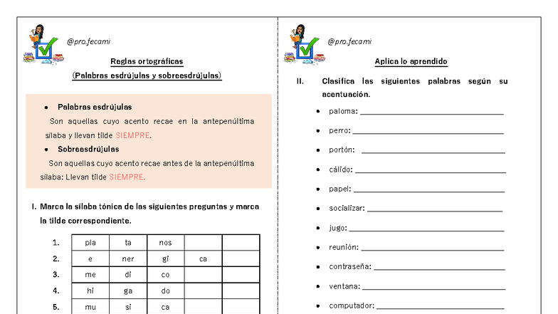 Reglas Ortográficas II: Palabras Esdrújulas y Sobreesdrújulas - Studocu