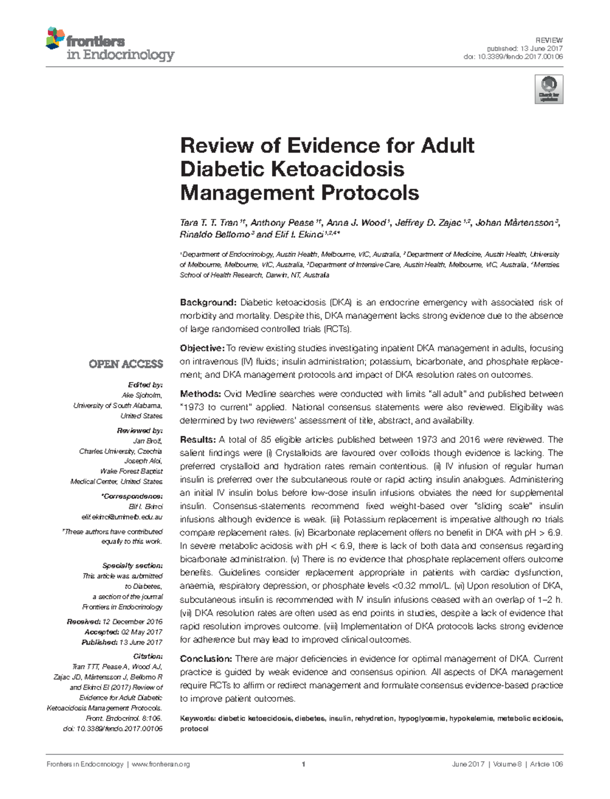 Review of Evidence for Adult DKA Management Protocols (Endocrinology ...