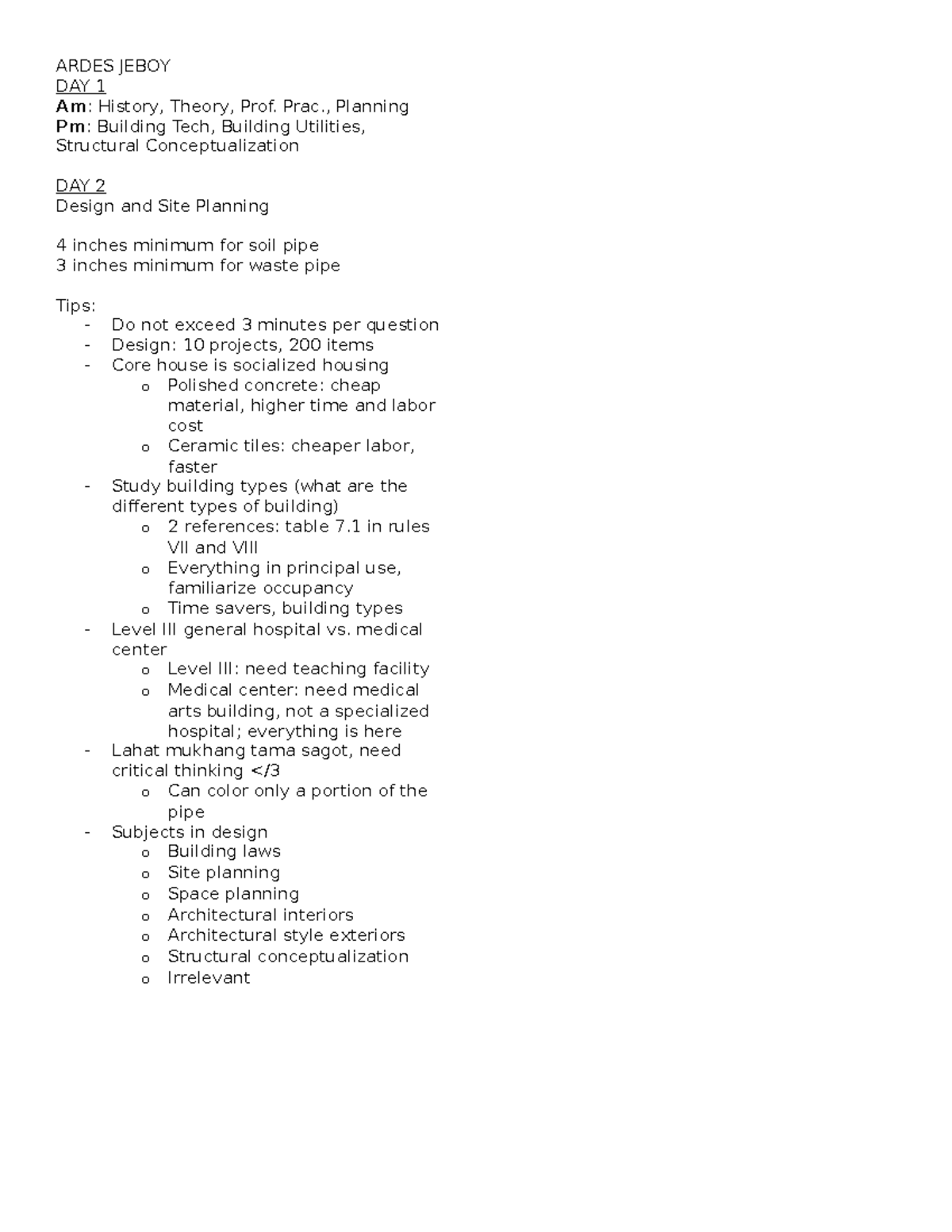 Architectural Design Notes for ARDES JEBOY Course: Day 1 & 2 - Studocu