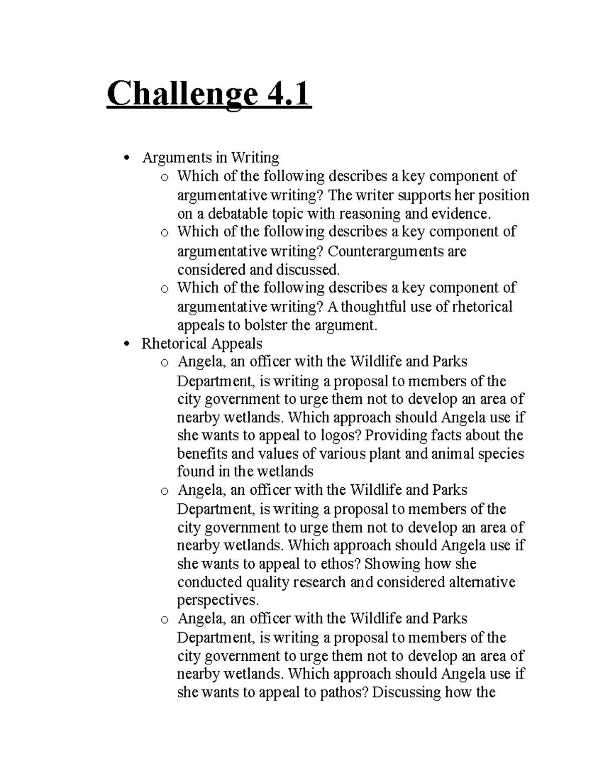 Challenge 4: Key Components of Argumentative Writing - English Comp I ...
