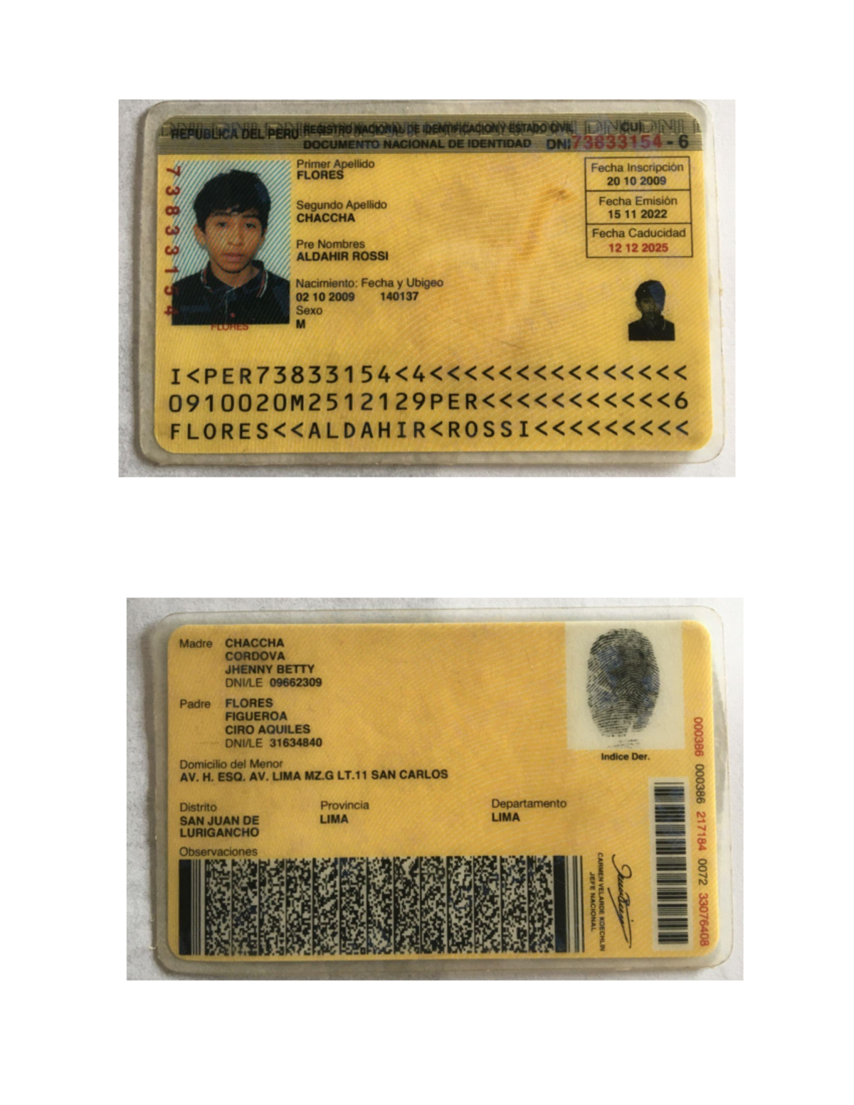 DNI Document - Registro Nacional de Identidad - Perú - Studocu