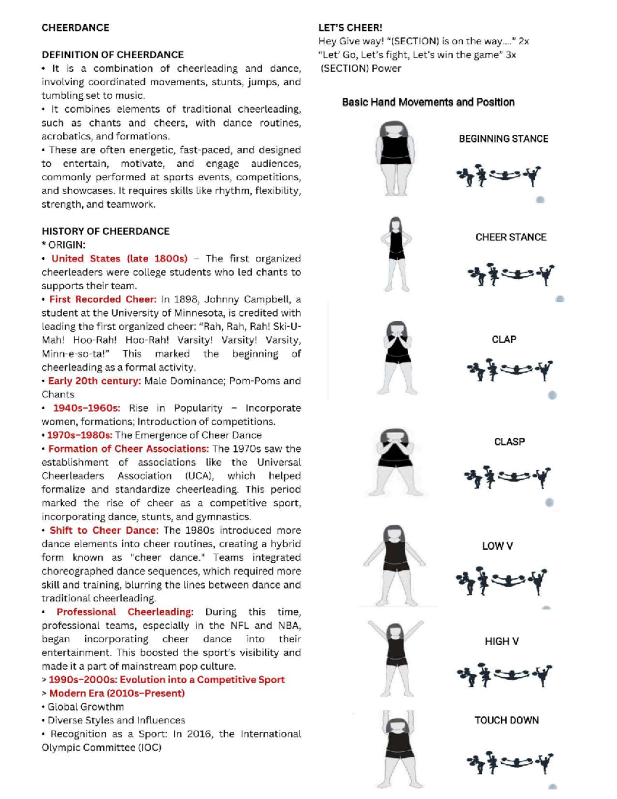 Pathfit 3 - Cheer Dance Definition and History Notes - Studocu