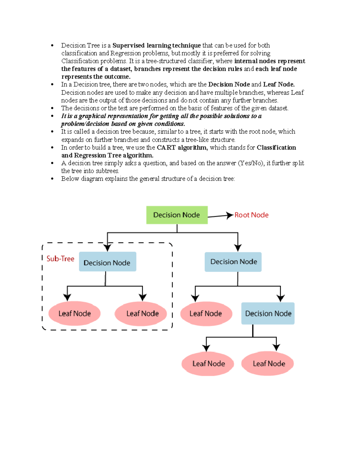 Decision Tree Overview: Classification & Regression Techniques - Studocu