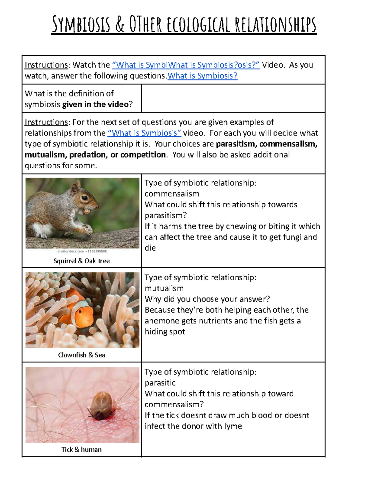 Biology 101: Understanding Symbiosis and Ecological Relationships - Studocu