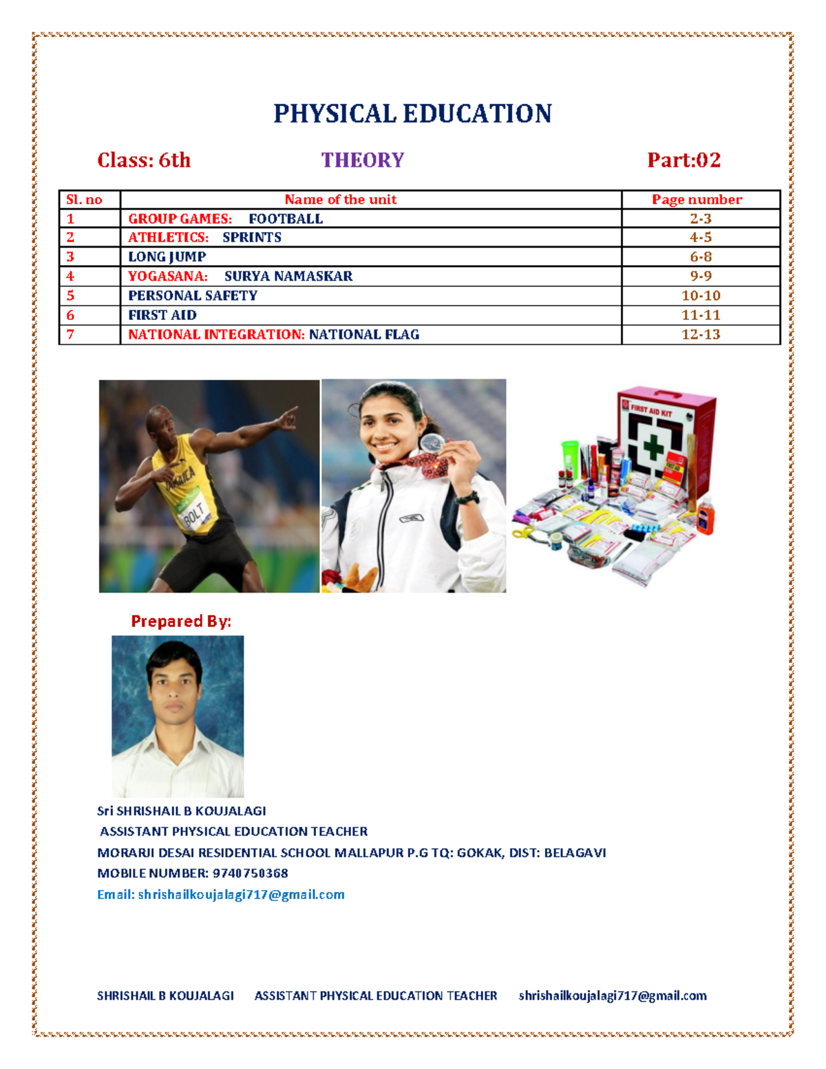 6th Class Physical Education Notes: Group Games & First Aid - Studocu