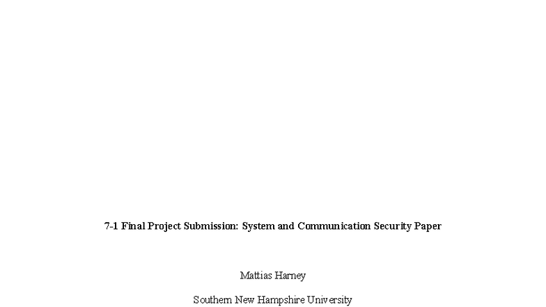 CYB 300 7-1 Final Project: System & Communication Security Analysis ...