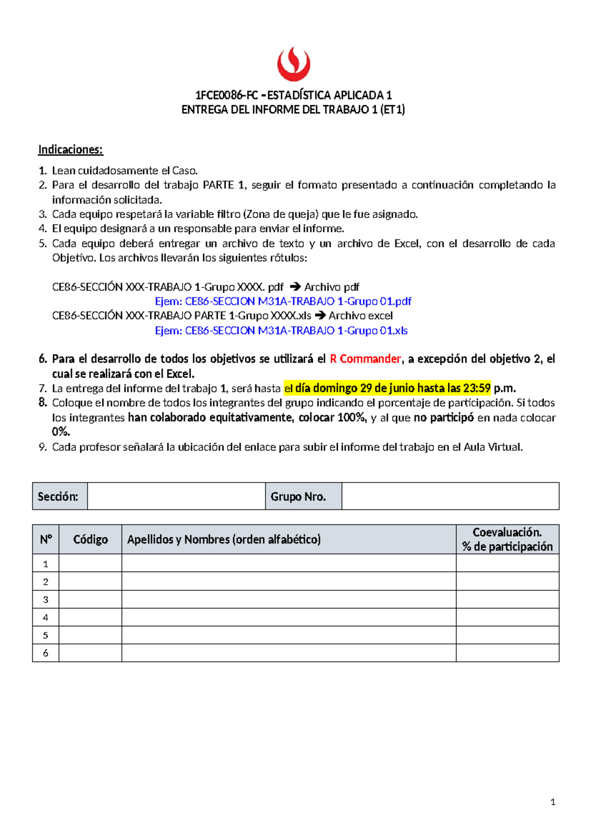 Informe del Trabajo 1 (ET1) - Estadística Aplicada 1 - Studocu
