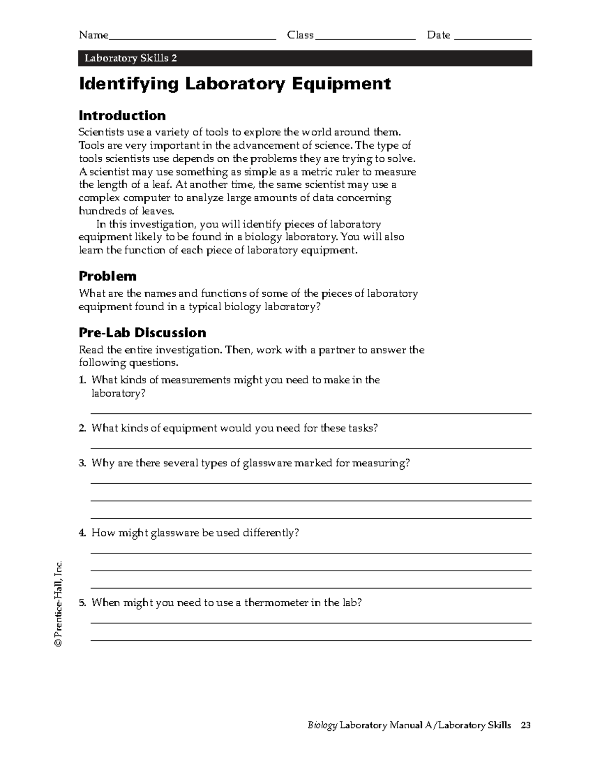 Identifying Lab Equipment for Biology Lab Skills 2 - Studocu
