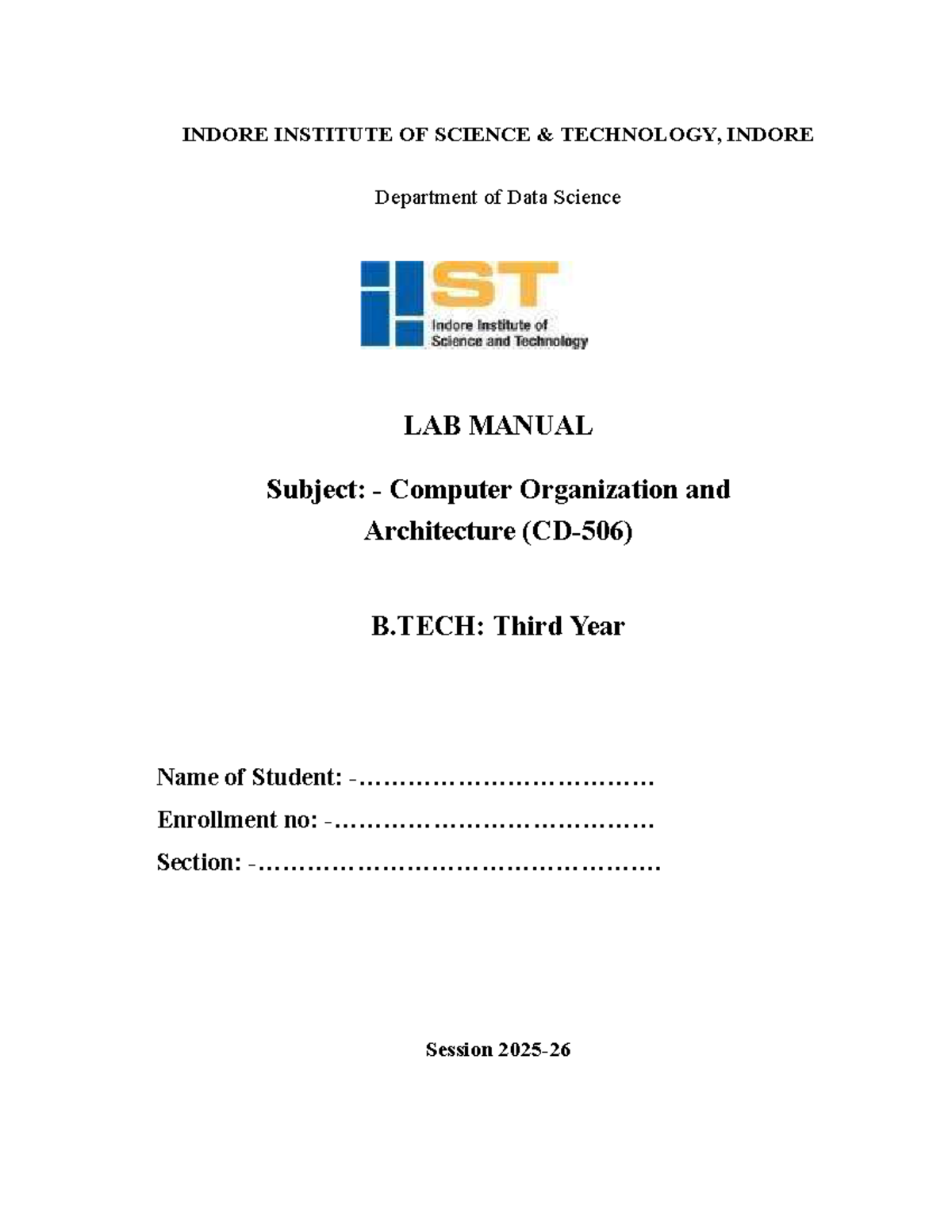 Lab Manual CD 506: 8086 Microprocessor Programming & Architecture - Studocu