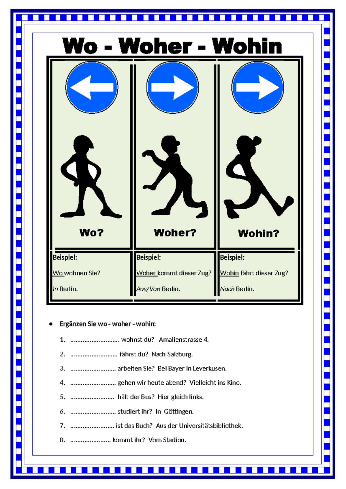 Wo? Woher? Wohin? Arbeitsblätter 3143 - Übungsfragen und Beispiele ...