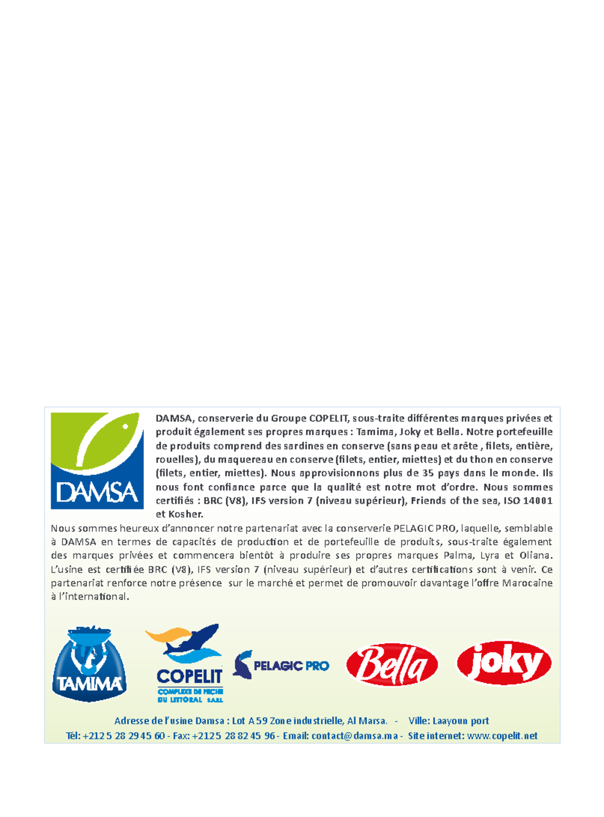 Dossier DAMSA - Conserverie COPELIT et Partenariats Internationaux ...