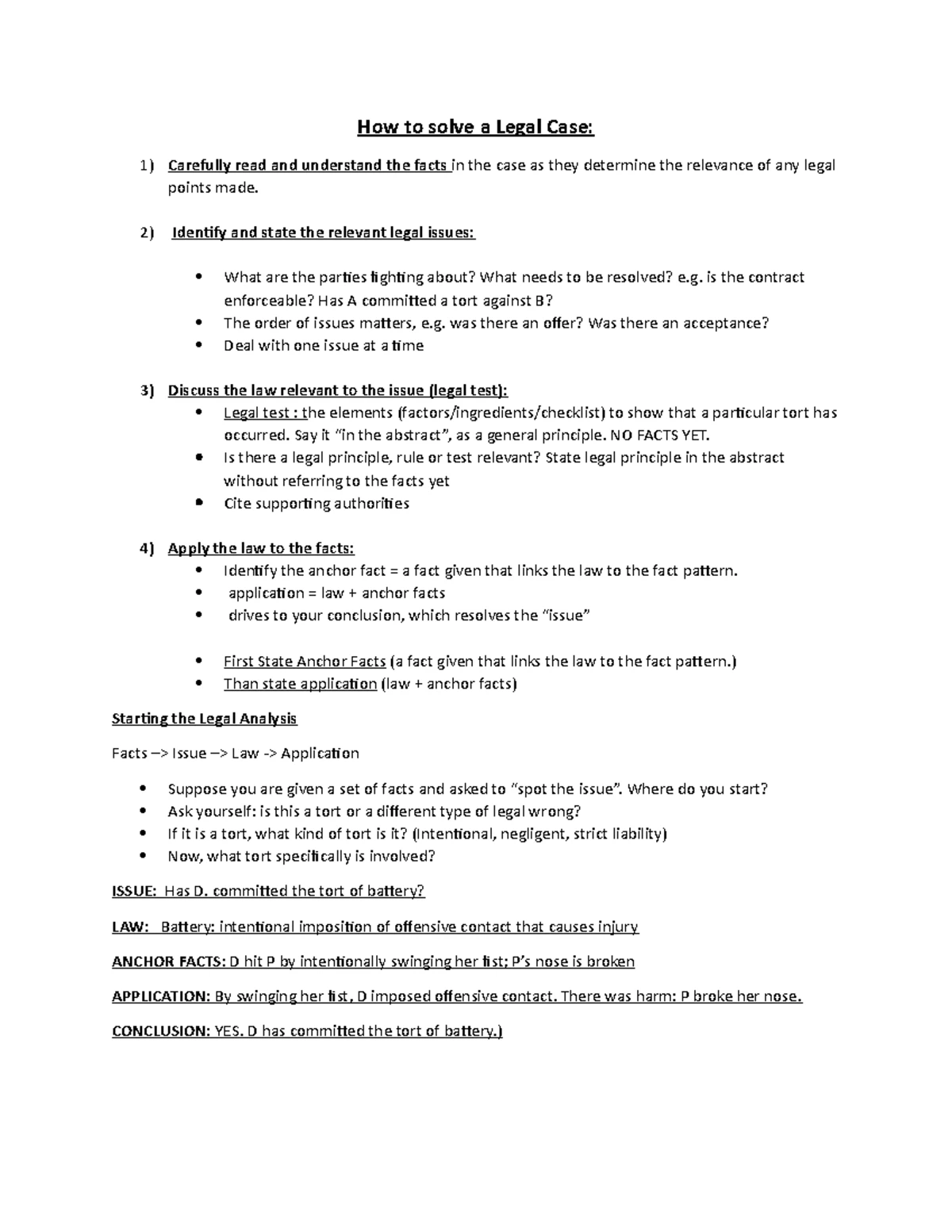 IRAC Method Analysis Example: Negligence Tort Case Study - Studocu
