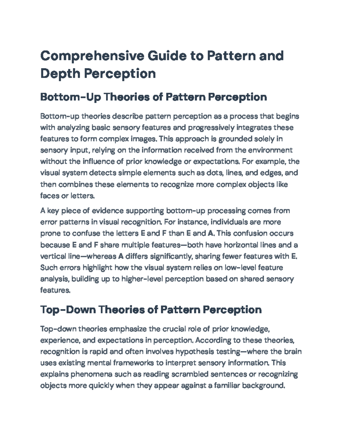 Comprehensive Guide to Pattern & Depth Perception Theories in ...