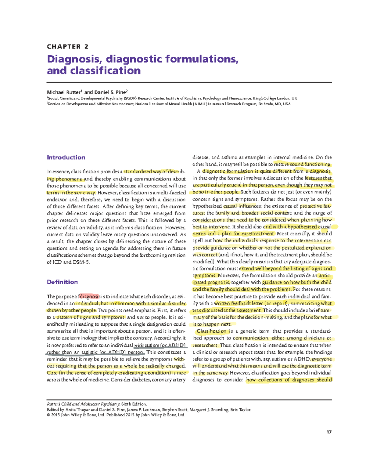 CHAPTER 2: Diagnosis, Formulations, and Classification in Psychiatry ...
