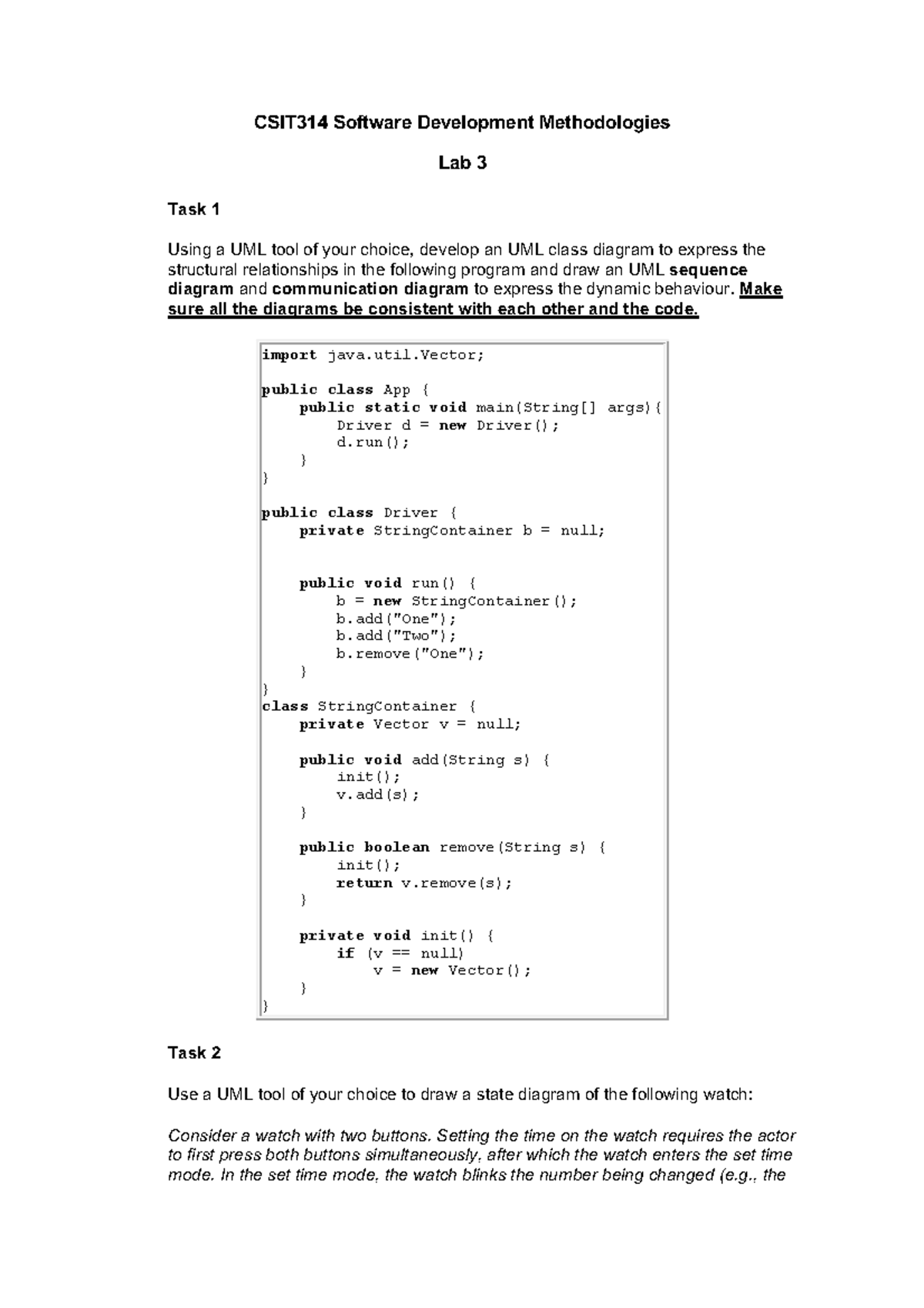 CSIT314 Lab 3: UML Diagrams for Software Development Task - Studocu