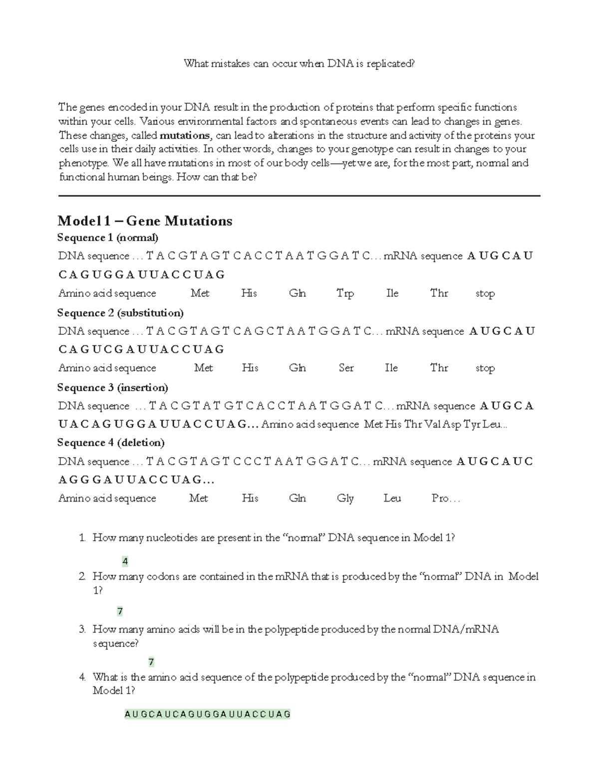 Genetic Mutations: Understanding DNA Replication Errors and Impacts - Studocu