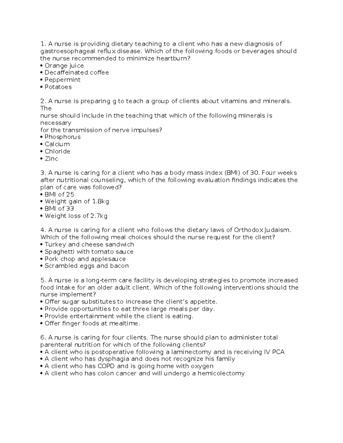 Nutrition ATI Test: Dietary Recommendations and Client Care Strategies ...
