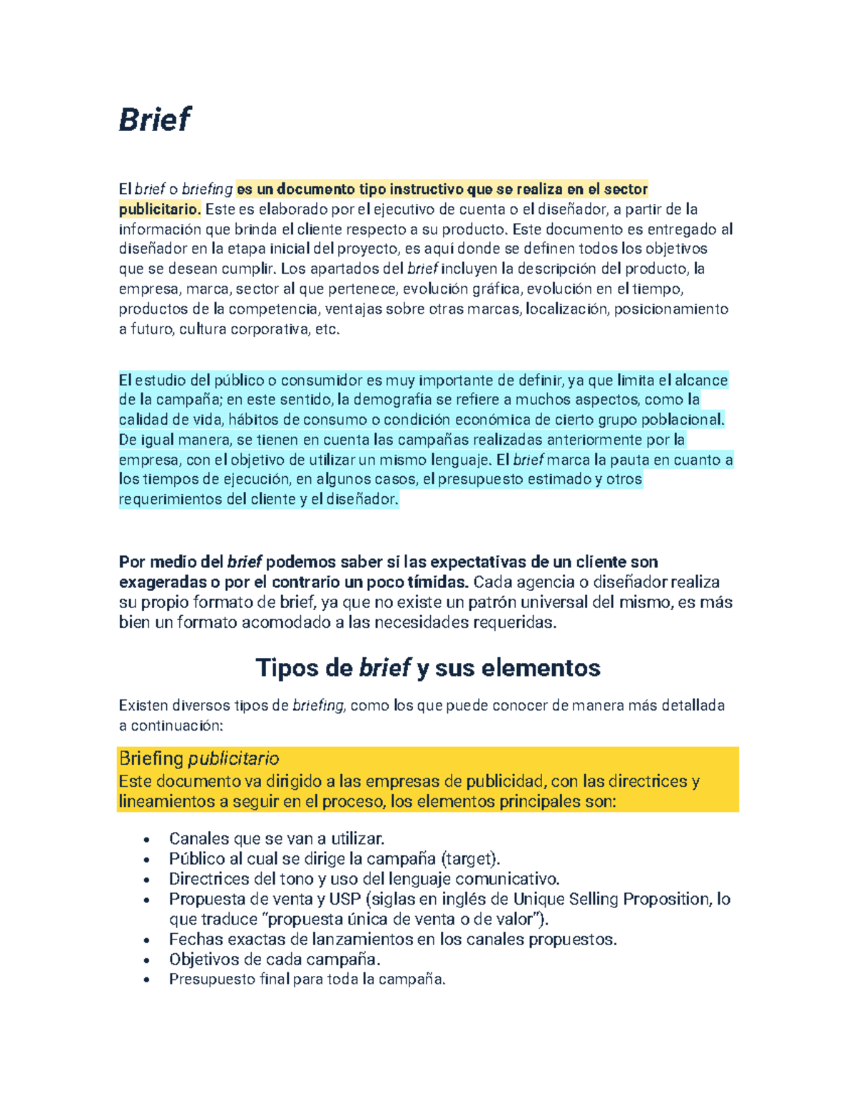 Brief y sicologia de la imagen - Brief El brief o briefing es un ...