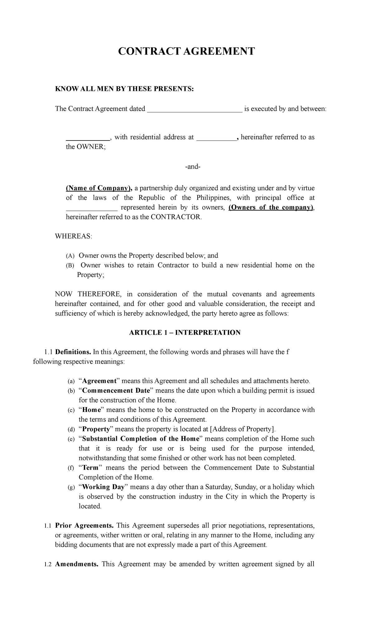 General Construction Contract Agreement: Terms & Conditions Overview ...