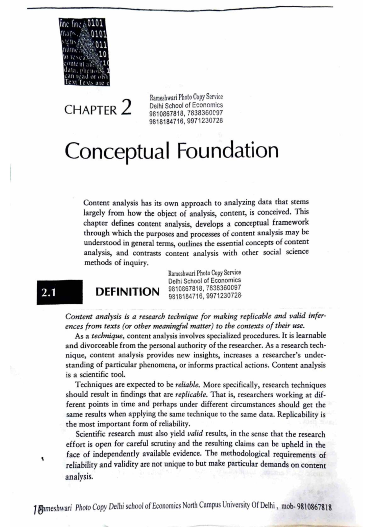 Content Analysis: Conceptual Foundations - DU Sociology CHAPTER 2 - Studocu