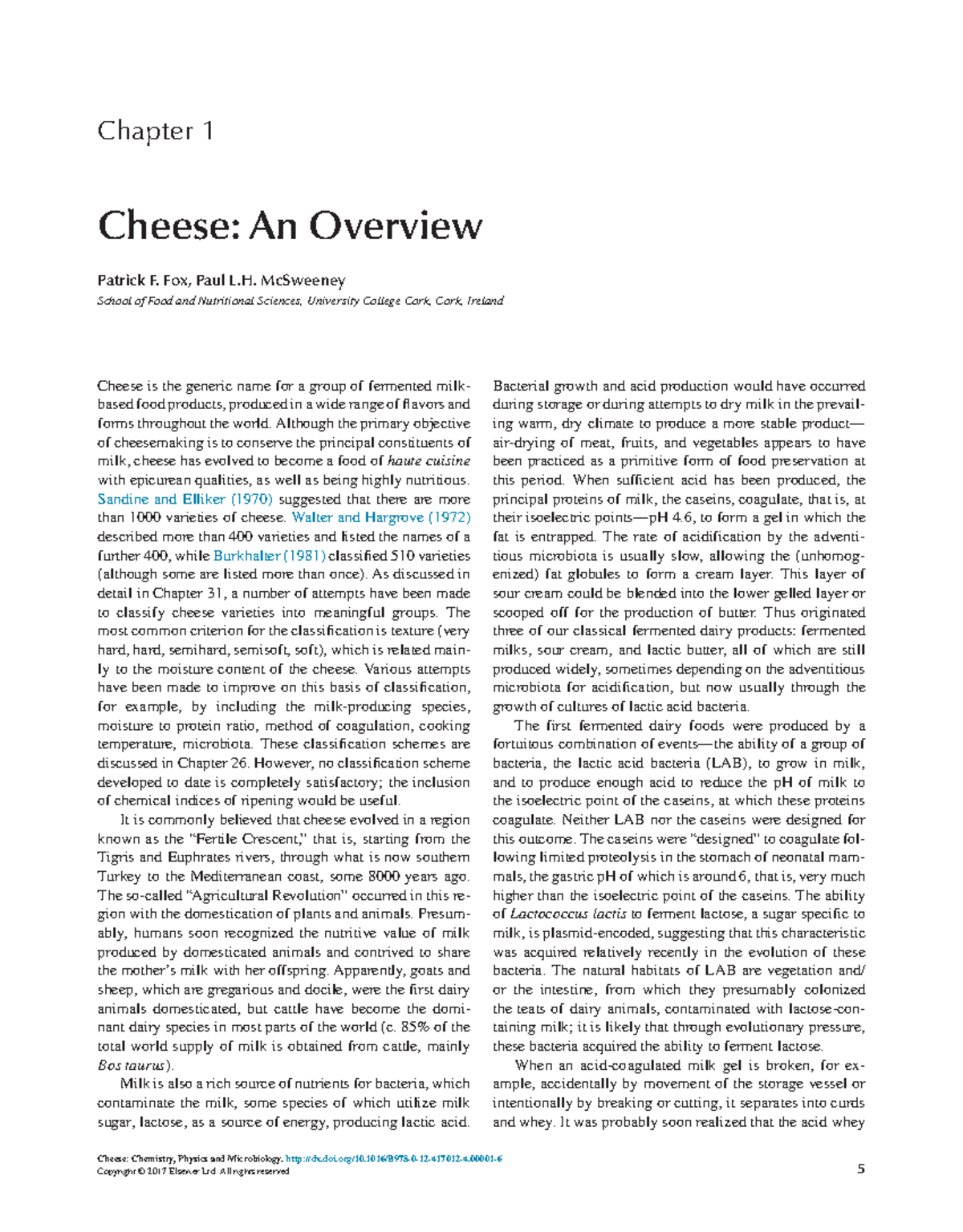 Cheese: Chemistry and History in Chapter 1 Overview - Studocu