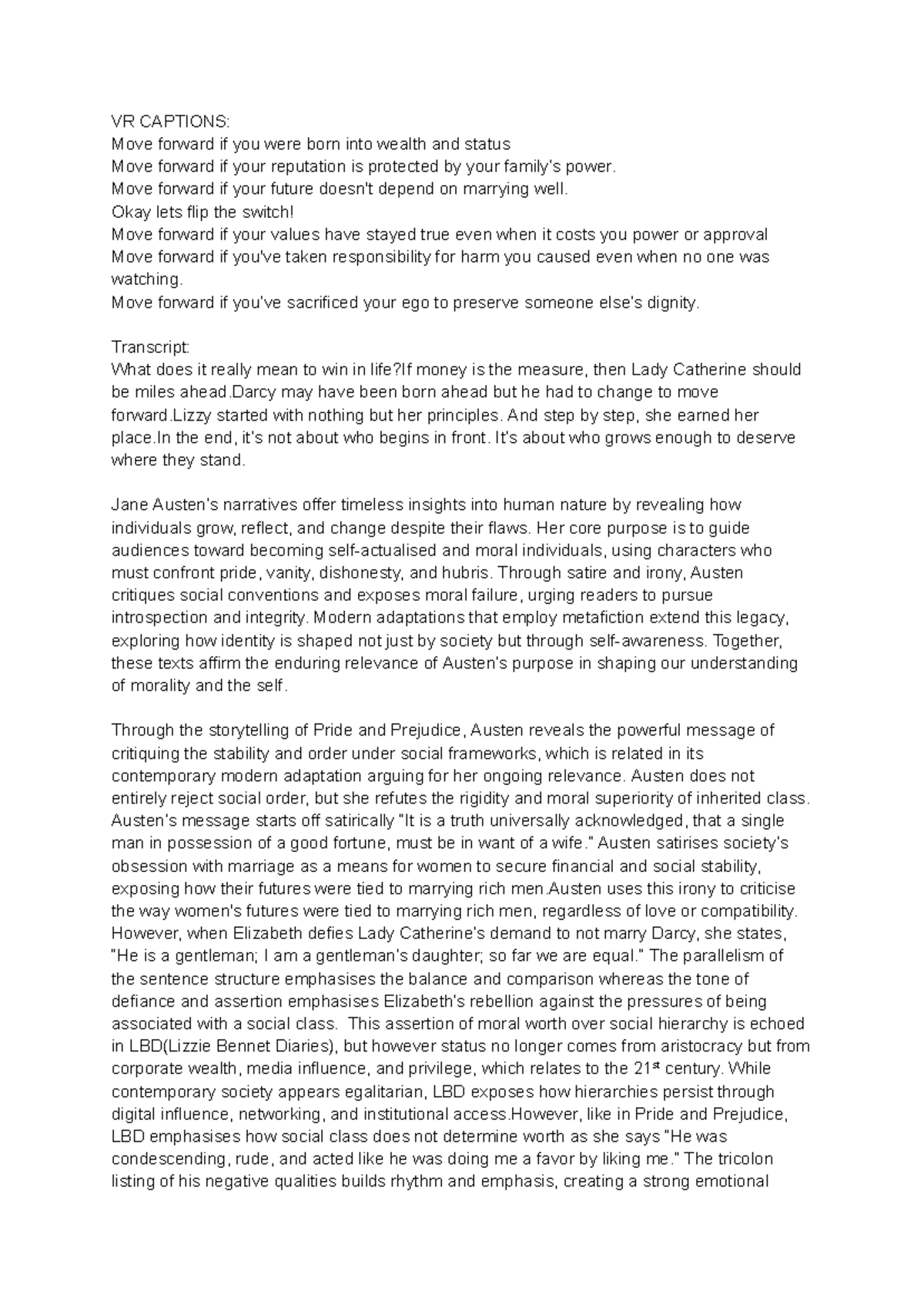 Final English COPY TERM 2: Insights from Austen's Pride and Prejudice ...