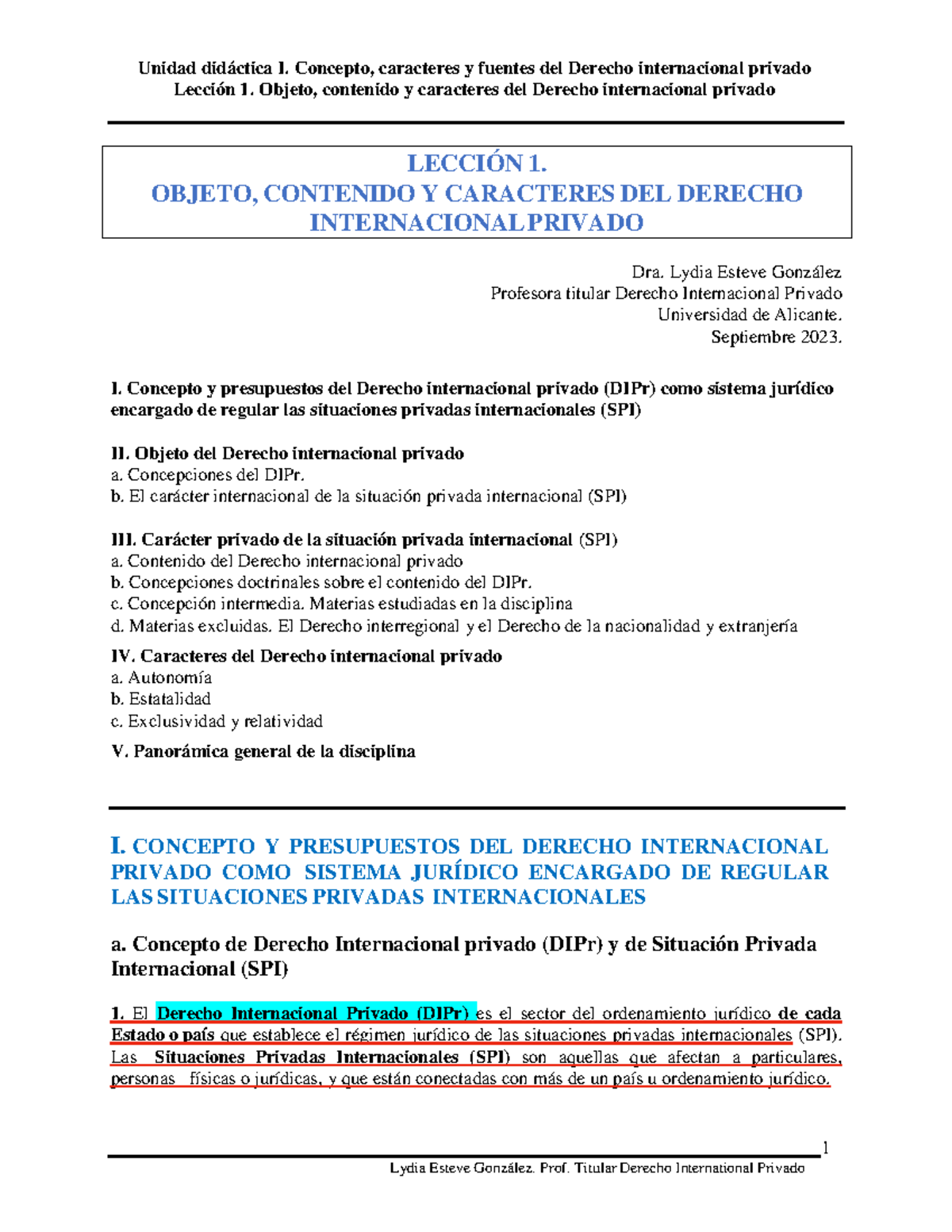 Lección 1: Concepto y Caracteres del Derecho Internacional Privado ...