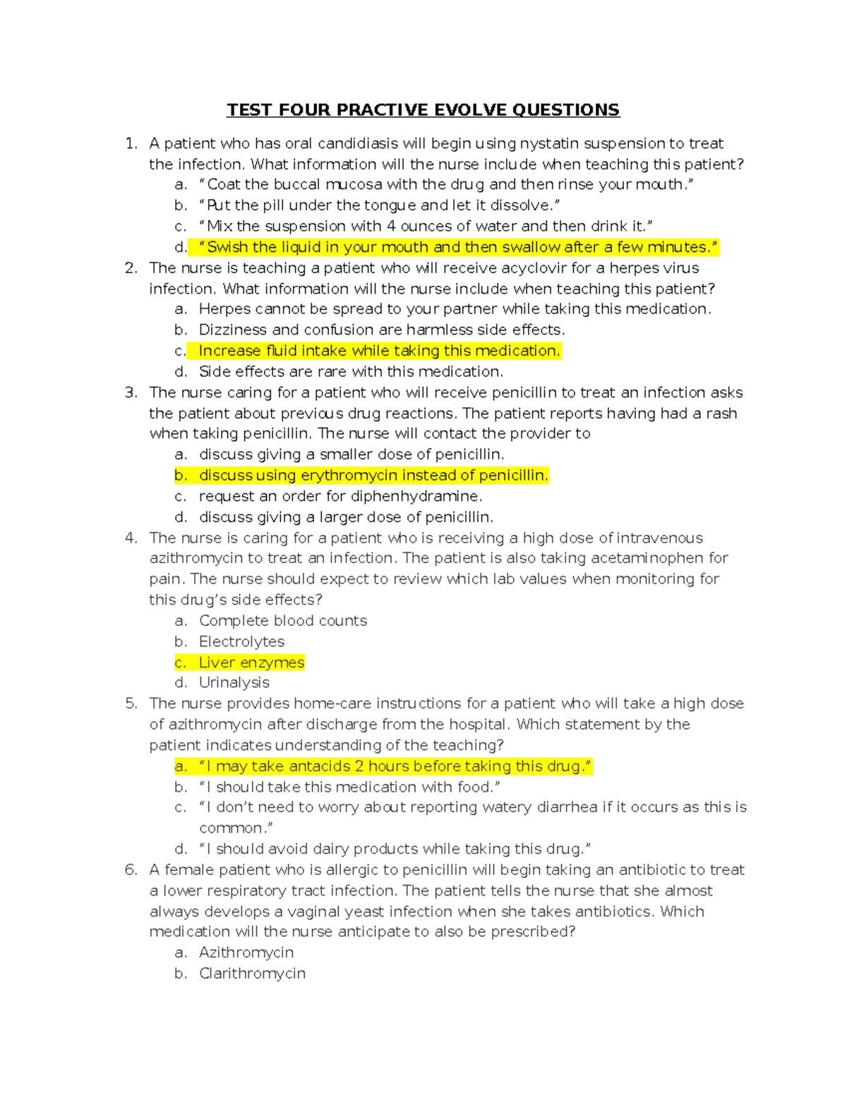 EXAM 4 Practice Questions - Answers for Nursing Students - Studocu