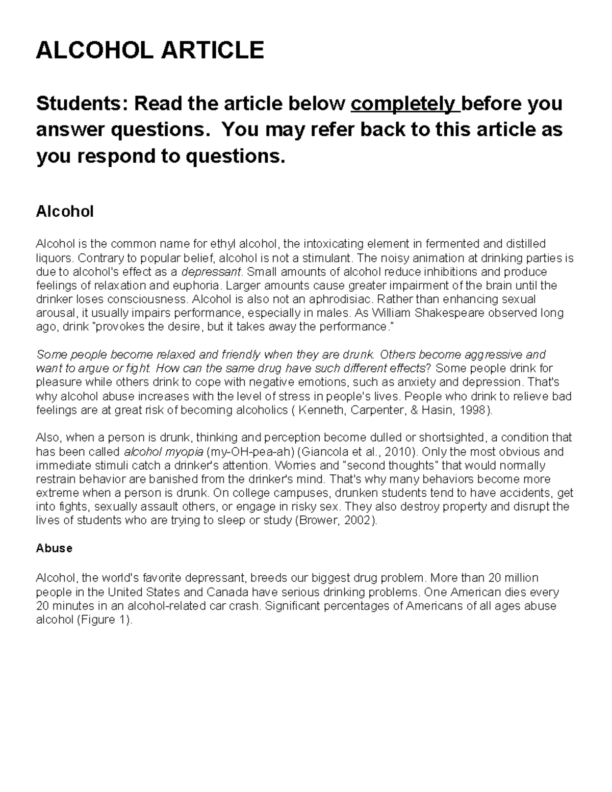 Alcohol Article - 1 heyeundi ehji sneoifon - ALCOHOL ARTICLE Students ...