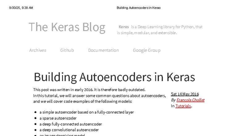 Building Autoencoders in Keras: A Comprehensive Guide - Studocu
