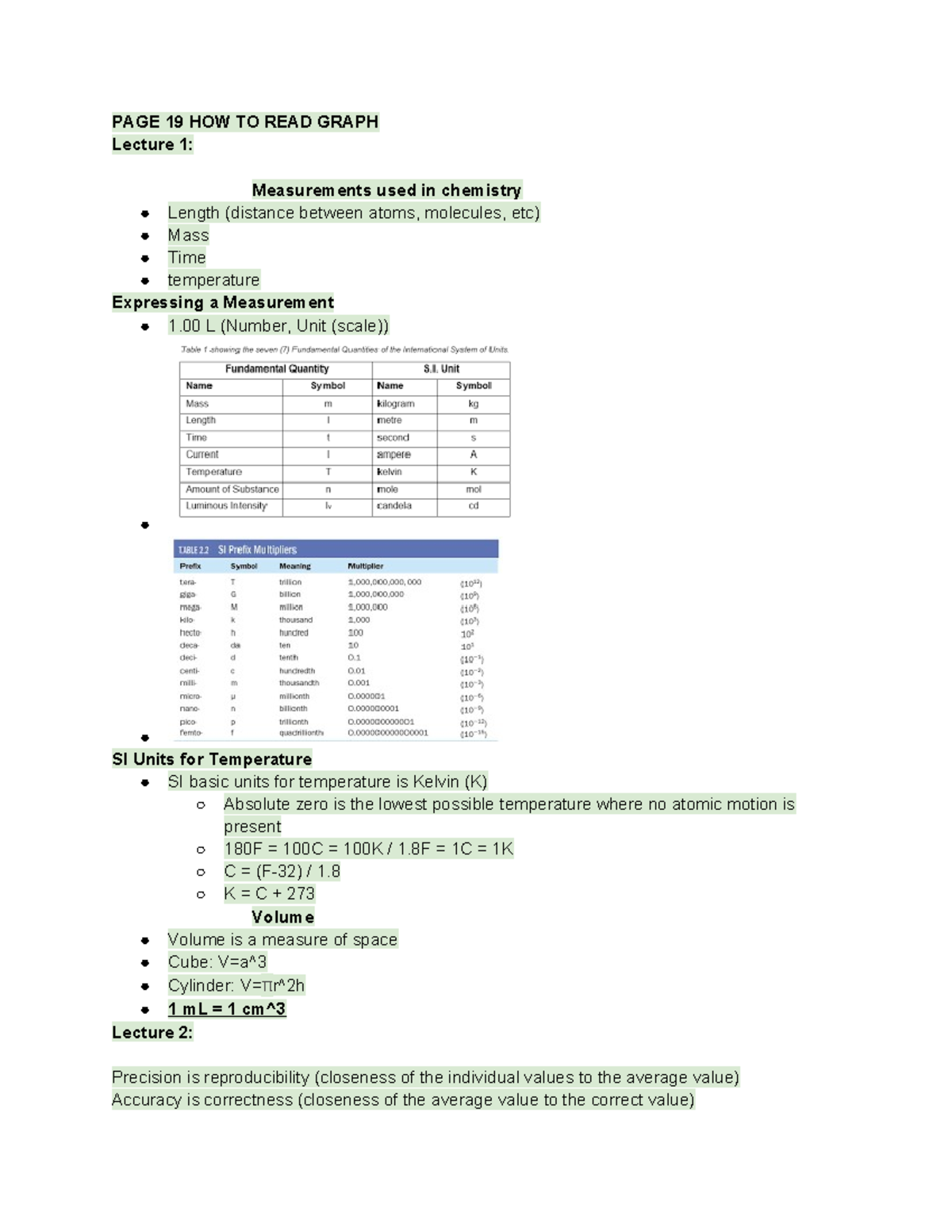 GEN CHEM - Notes for Exam 1 - PAGE 19 HOW TO READ GRAPH Lecture 1 ...